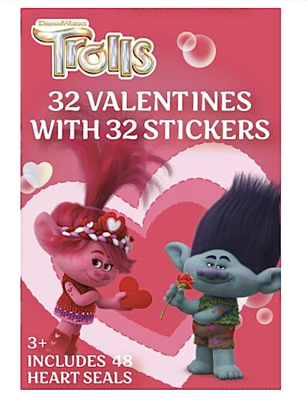 Trolls 32 Valentines with 32 Stickers - Walmart.com