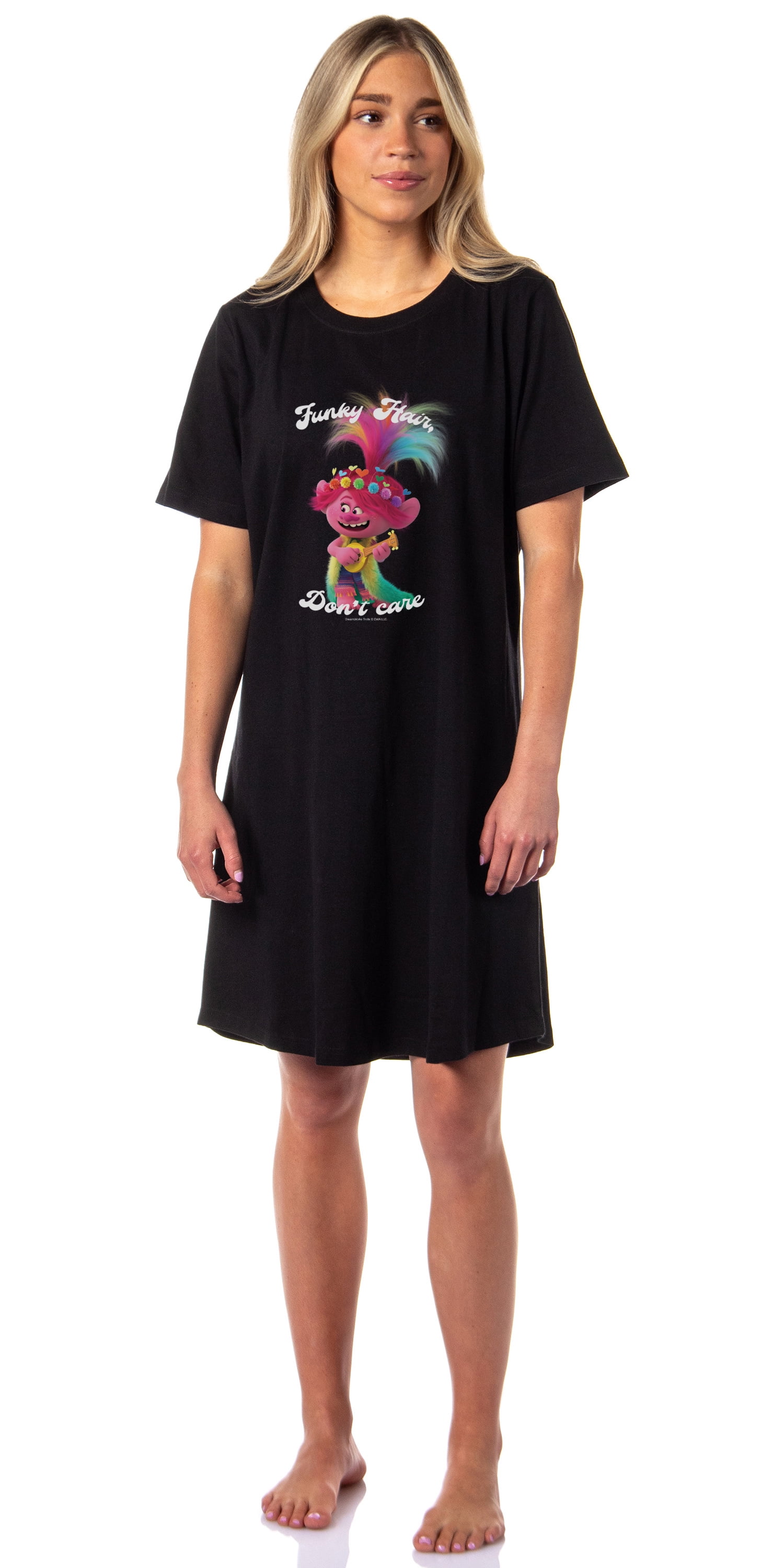 Dreamworks Trolls Women's Poppy Funky Hair Don't Care Nightgown Sleep ...