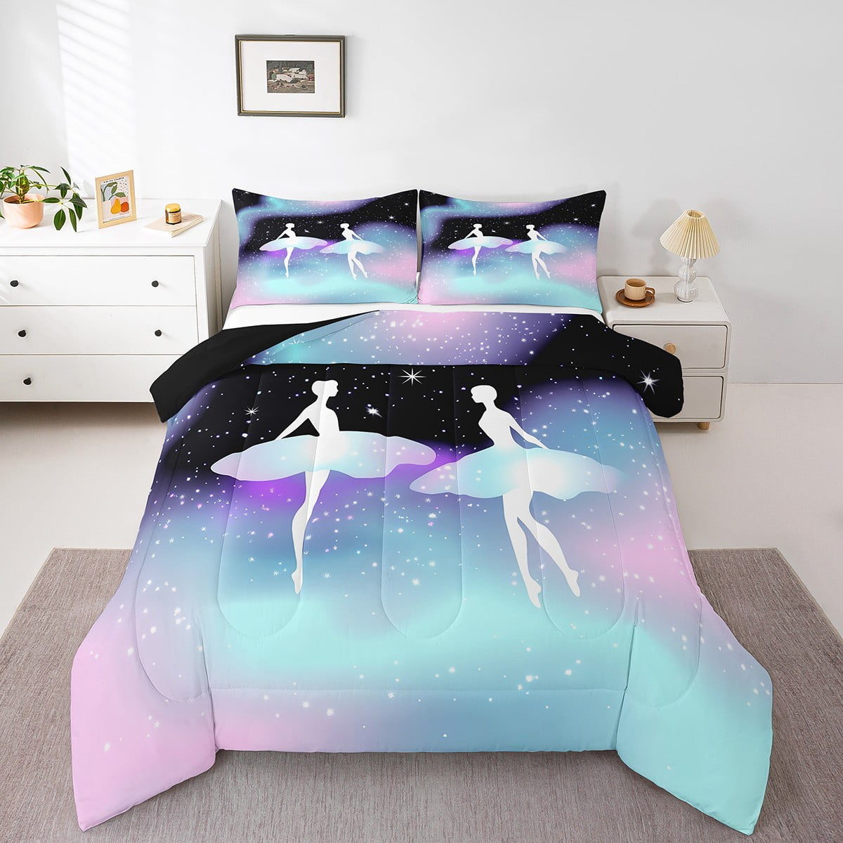 Dreamy Ballet Full Size Comforter Set,Dance Elegant Ballerina ...