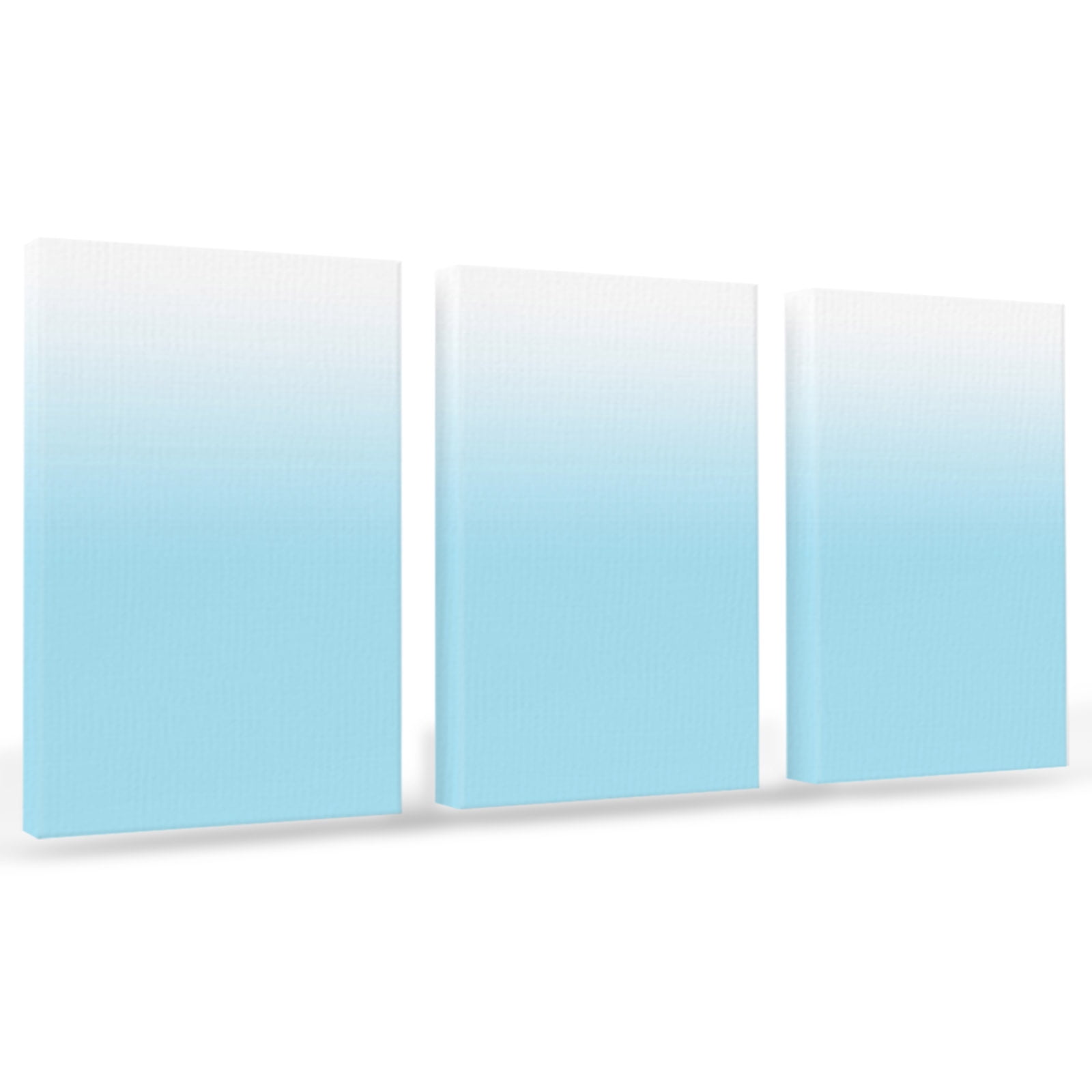 Dreamy Blue Canvas Wall Art 3 Panels, and White Gradient Framed Wall ...