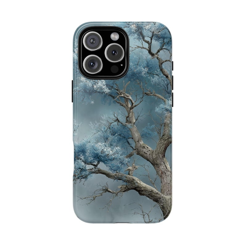 Dreamy Blue Tranquil Teal Tree Artwork Phone Case for 11 12 13 14 15 16 ...