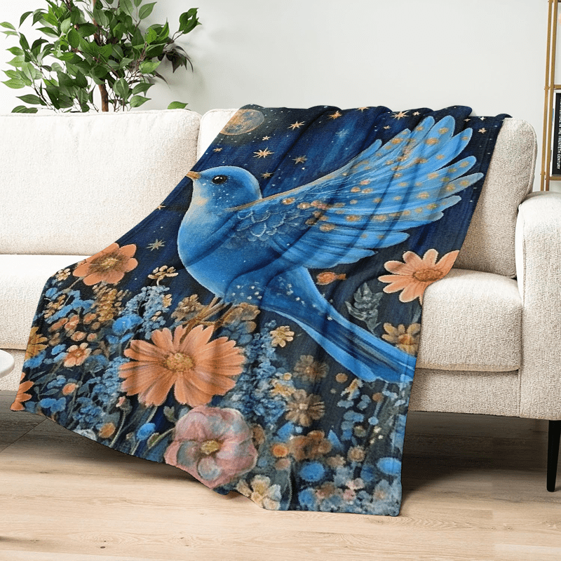 Dreamy Bluebird and Flower Print Blanket - Perfect Gift for Bird Lovers ...