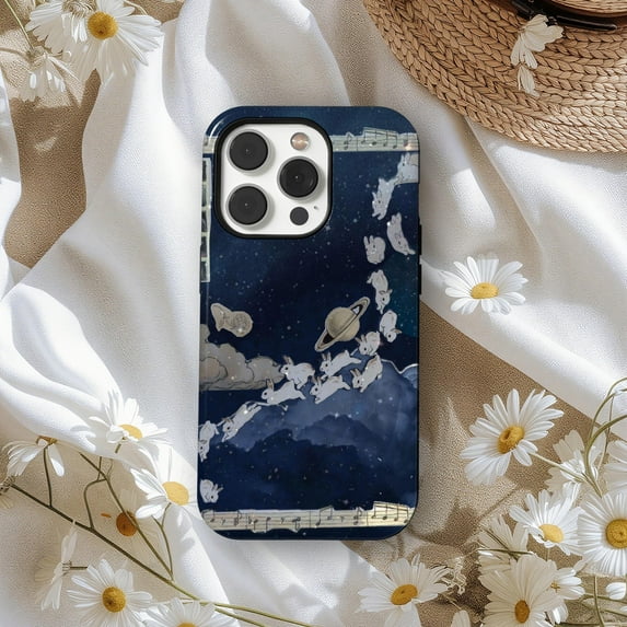 Dreamy Bunny Galaxy Night Sky Star Rabbit Phone Case for iPhone 17 16 15 14 13 12 11 Pro Max ...