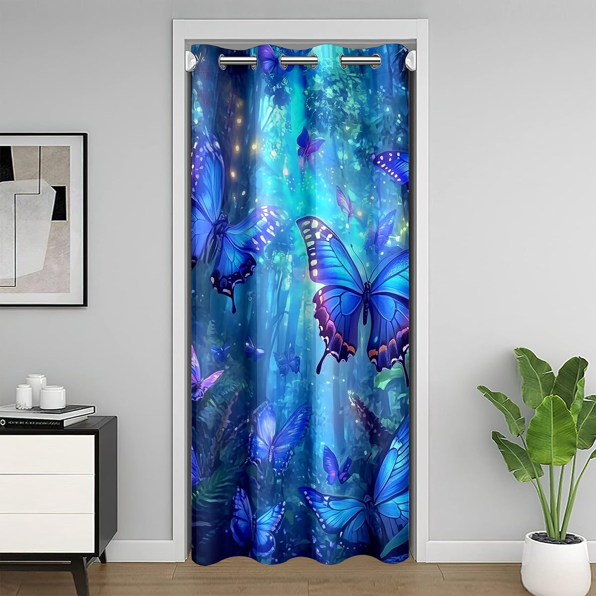 Dreamy Butterfly Door Curtain Tropical Jungle Animal Darkening Blackout ...