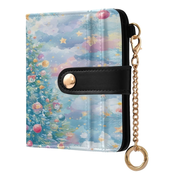 Dreamy Clouds Christmas Trees Colorful Lights Women's Wallet PU Leather ...