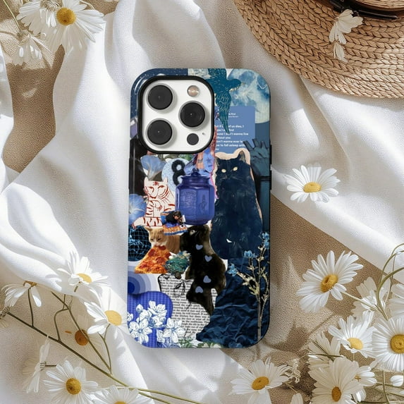Dreamy Collage Vintage Cat Cosmic Whimsy Phone Case 17 16 15 14 13 12 ...