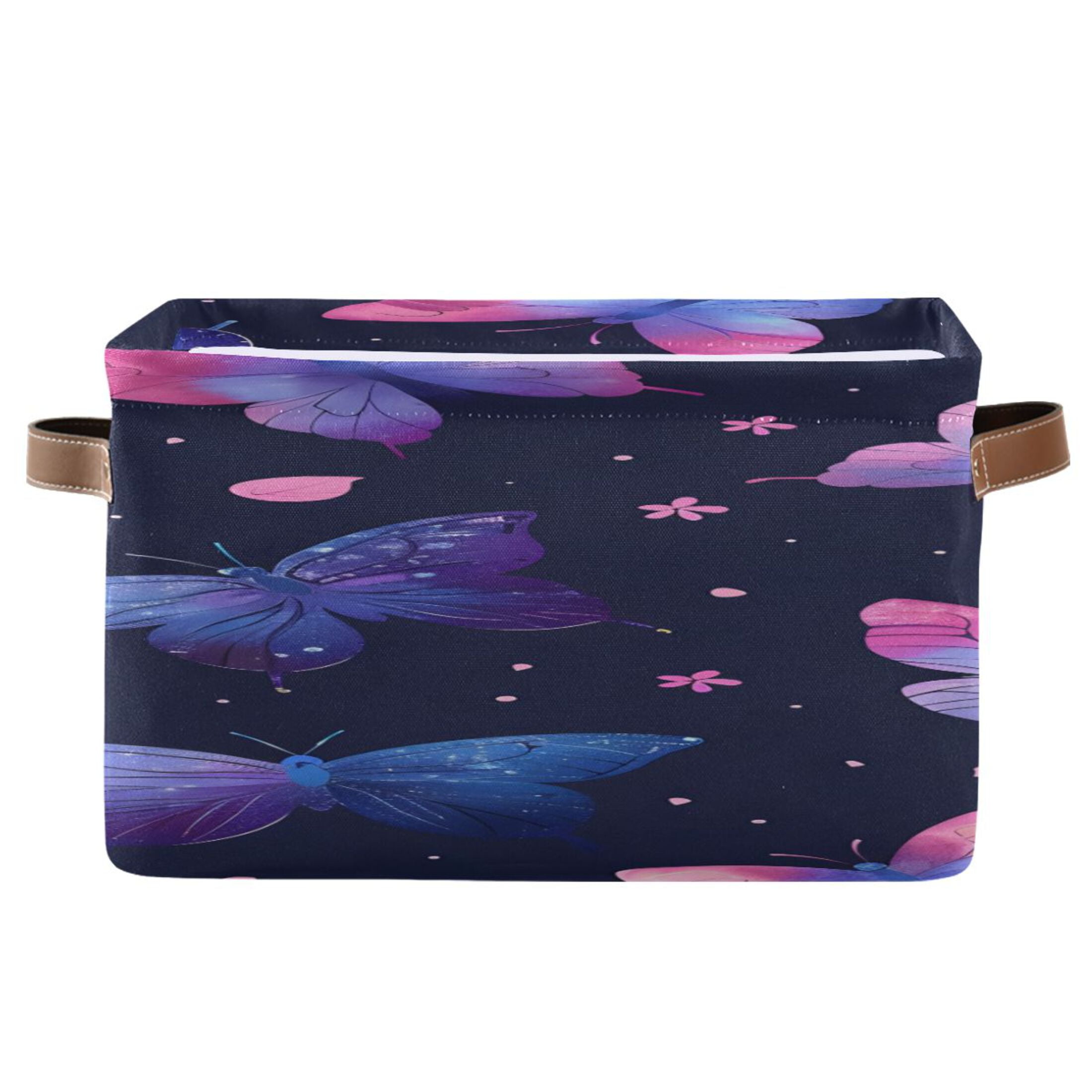 Dreamy Color Butterflies Square Storage Bins with Handles Collapsible ...