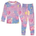 Dreamy Color Hearts Stars Planets Cotton Pajama Set Long Sleeve Top and ...