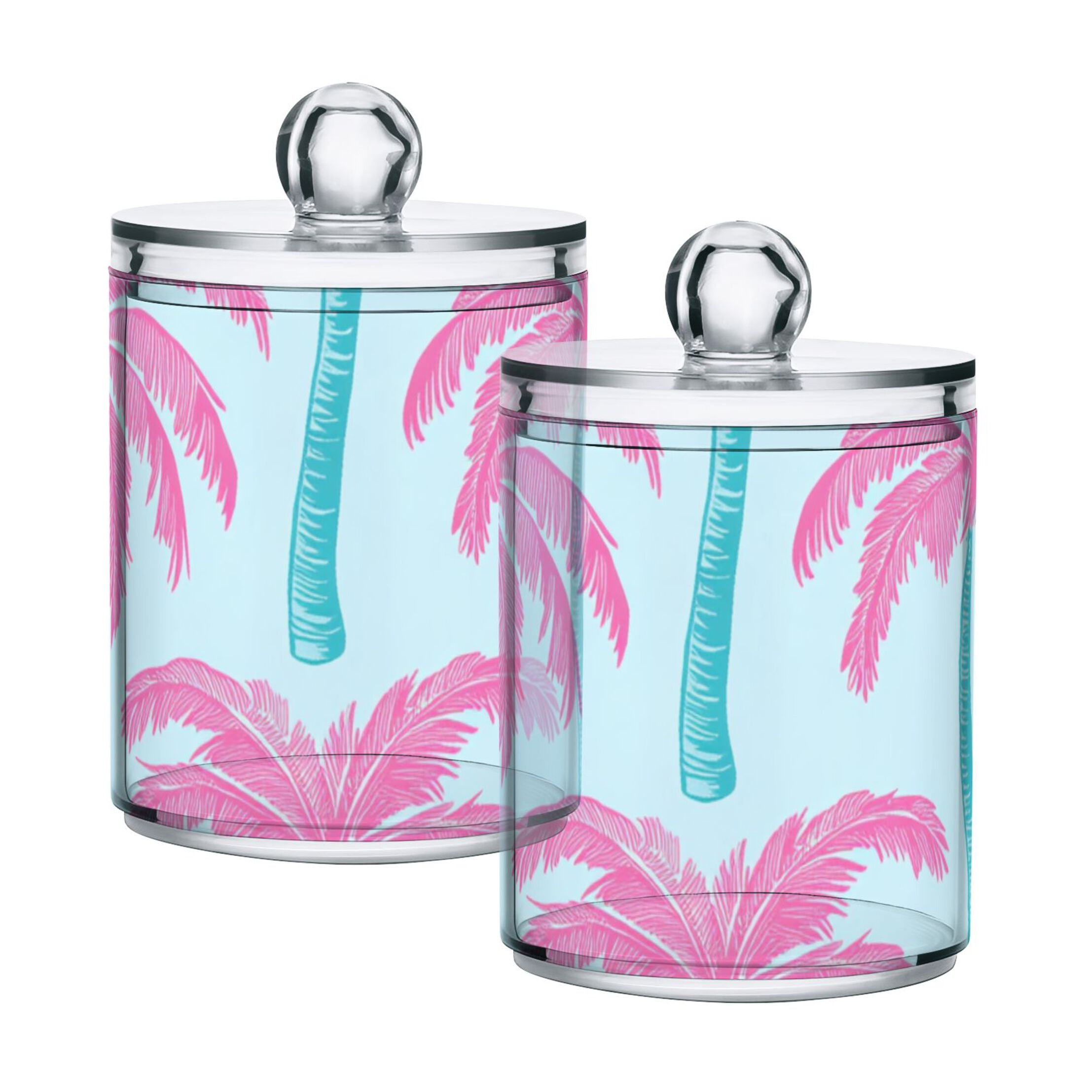 Dreamy Color Palm Trees Translucent Plastic Cans Storage Canisters with ...
