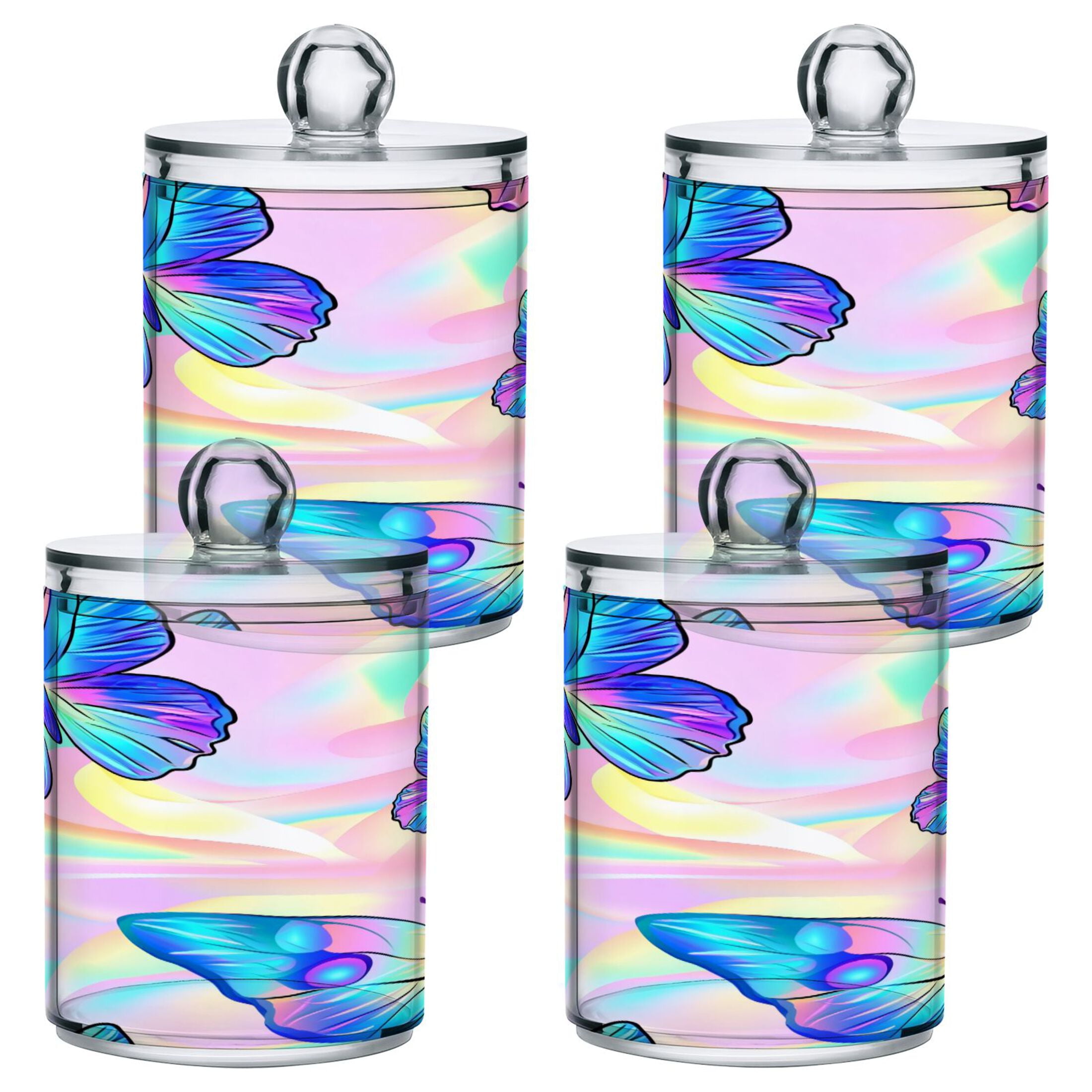 Dreamy Colored Butterflies Translucent Plastic Cans Storage Canisters ...