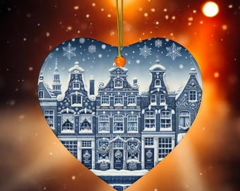 The Dreamy Den Delft Blue Ceramic Christmas Ornaments, Holiday Decor ...