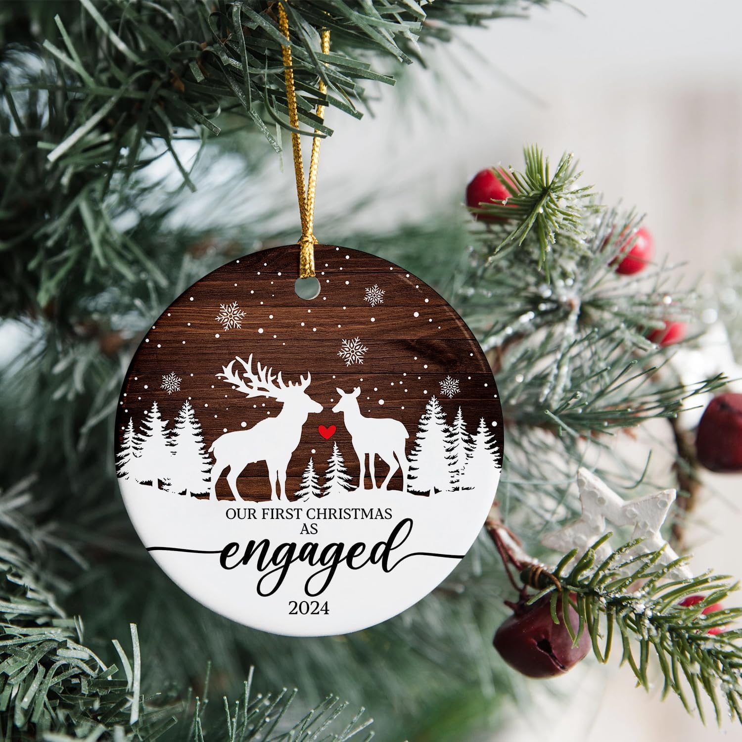 The Dreamy Den Our First Xmas As Engaged Ornament 2025 Reindeer ...