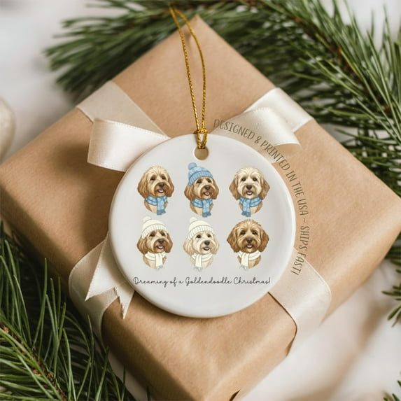 The Dreamy Den Xmas Goldendoodle Ornament, Goldendoodle Present, Goldendoodle Mom, Golden Doodle ...