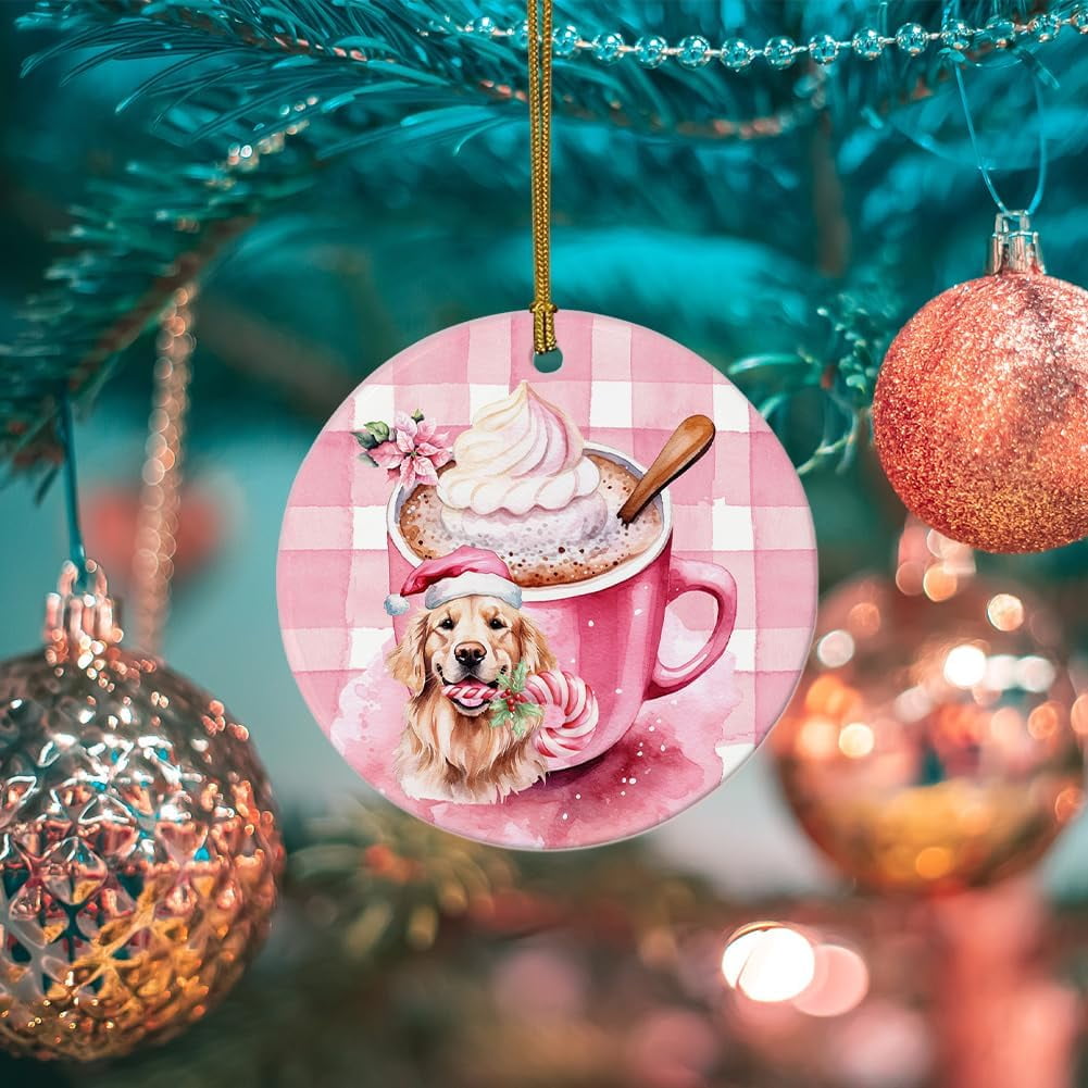 The Dreamy Den Xmas Ornament Pink Plaid Coffee Ice Cream Ornament For ...