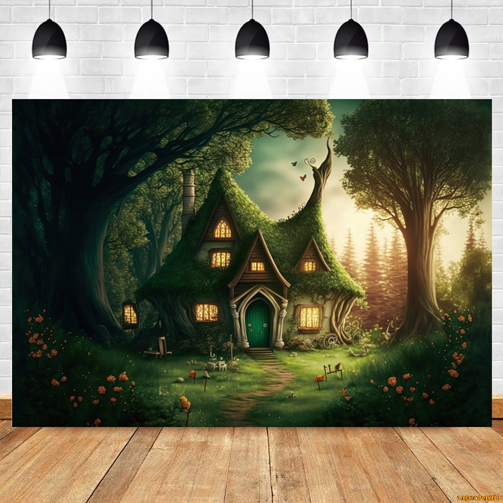 Dreamy Enchanted Forest Photography Backdrop Mushroom Butterfly Lights ...