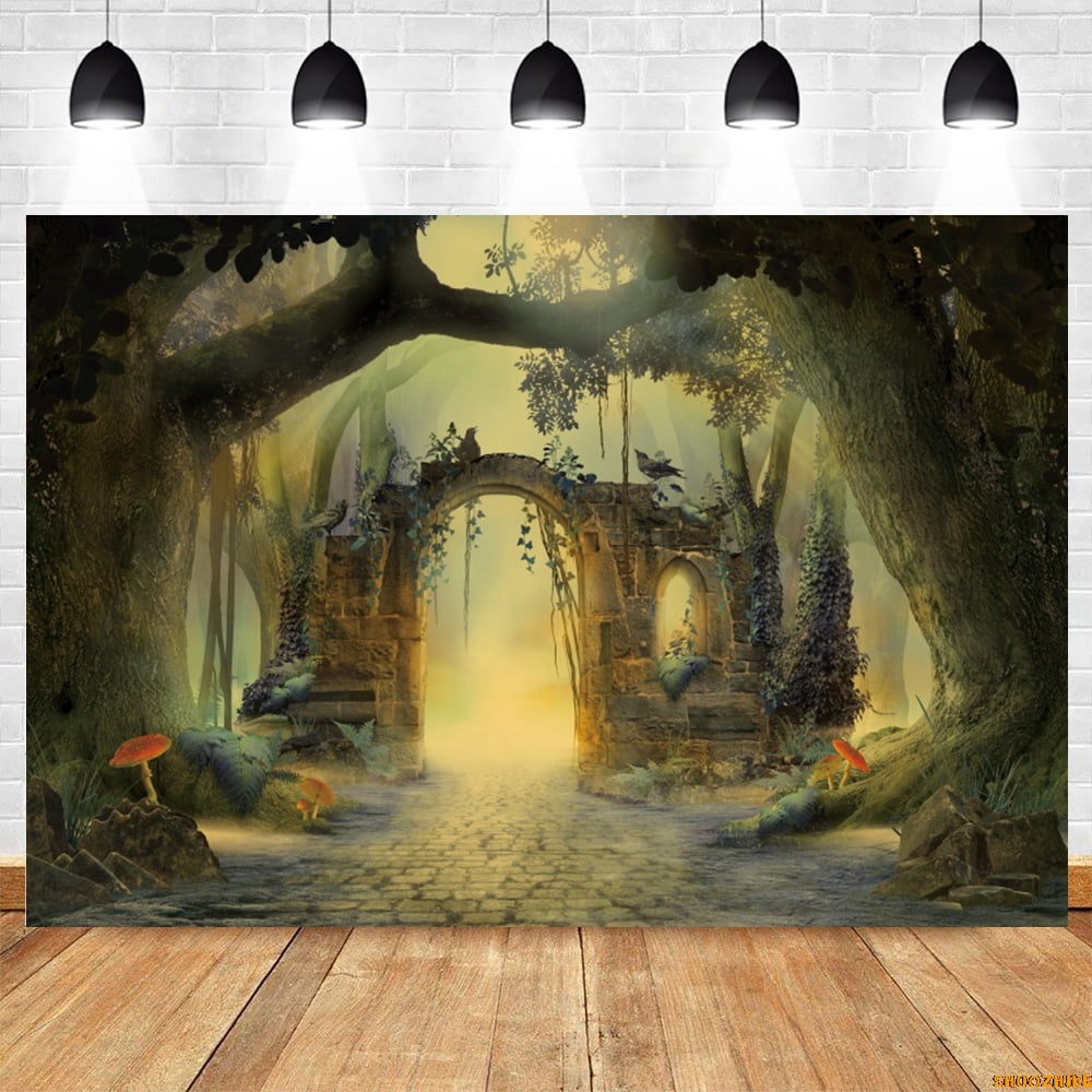 Dreamy Enchanted Forest Photography Backdrop Mushroom Butterfly Lights ...