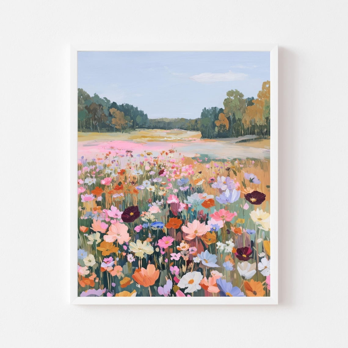 Dreamy Fall Floral Meadow Autumn Wildflower Landscape Wall Art Print ...