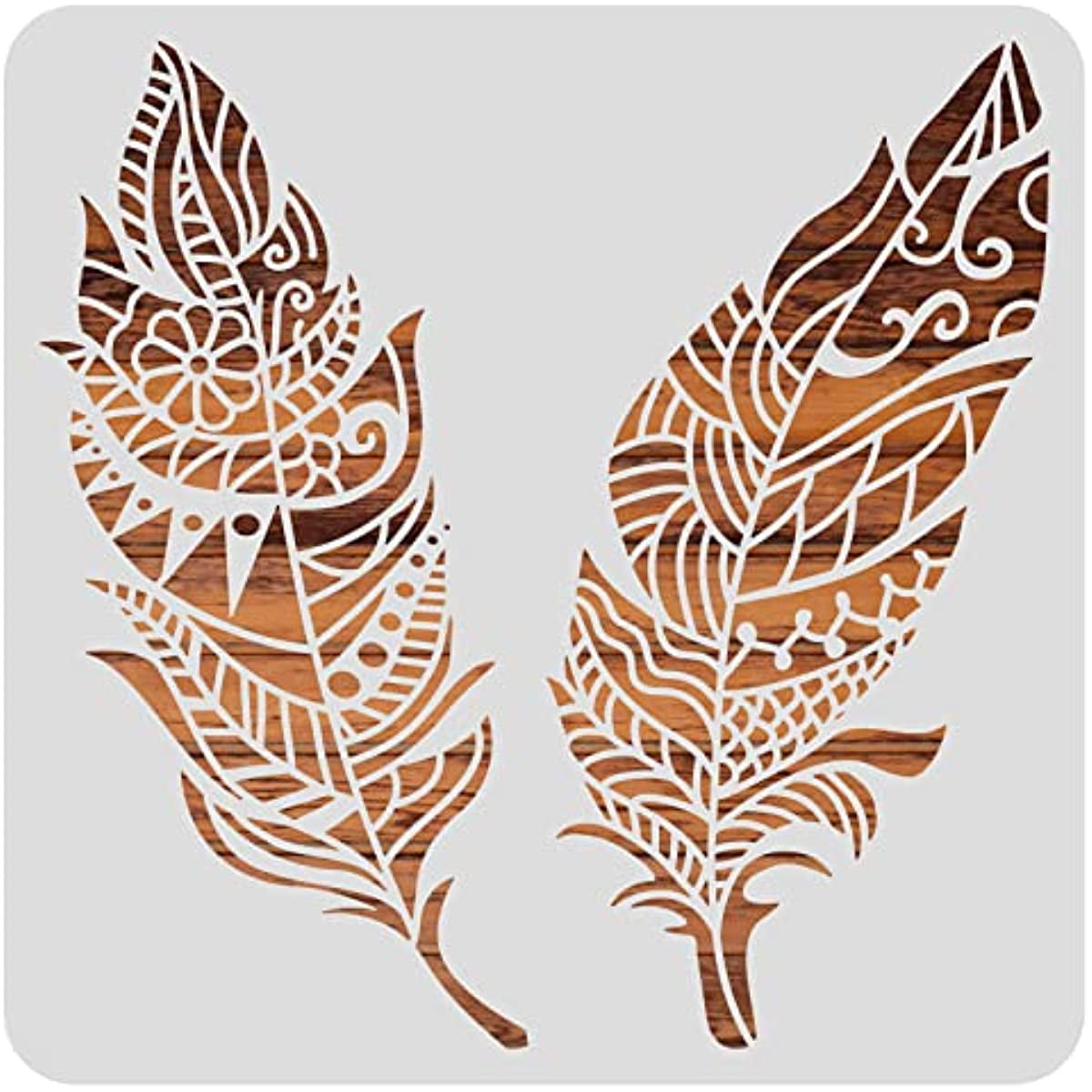 Dreamy Feather Drawing Stencils 12x12inch 2 Feather Patterns with ...