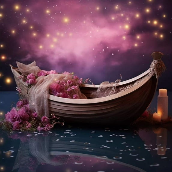 Dreamy Floral Boat Newborn Baby Birthday Party Cake Smash Portrait r ...