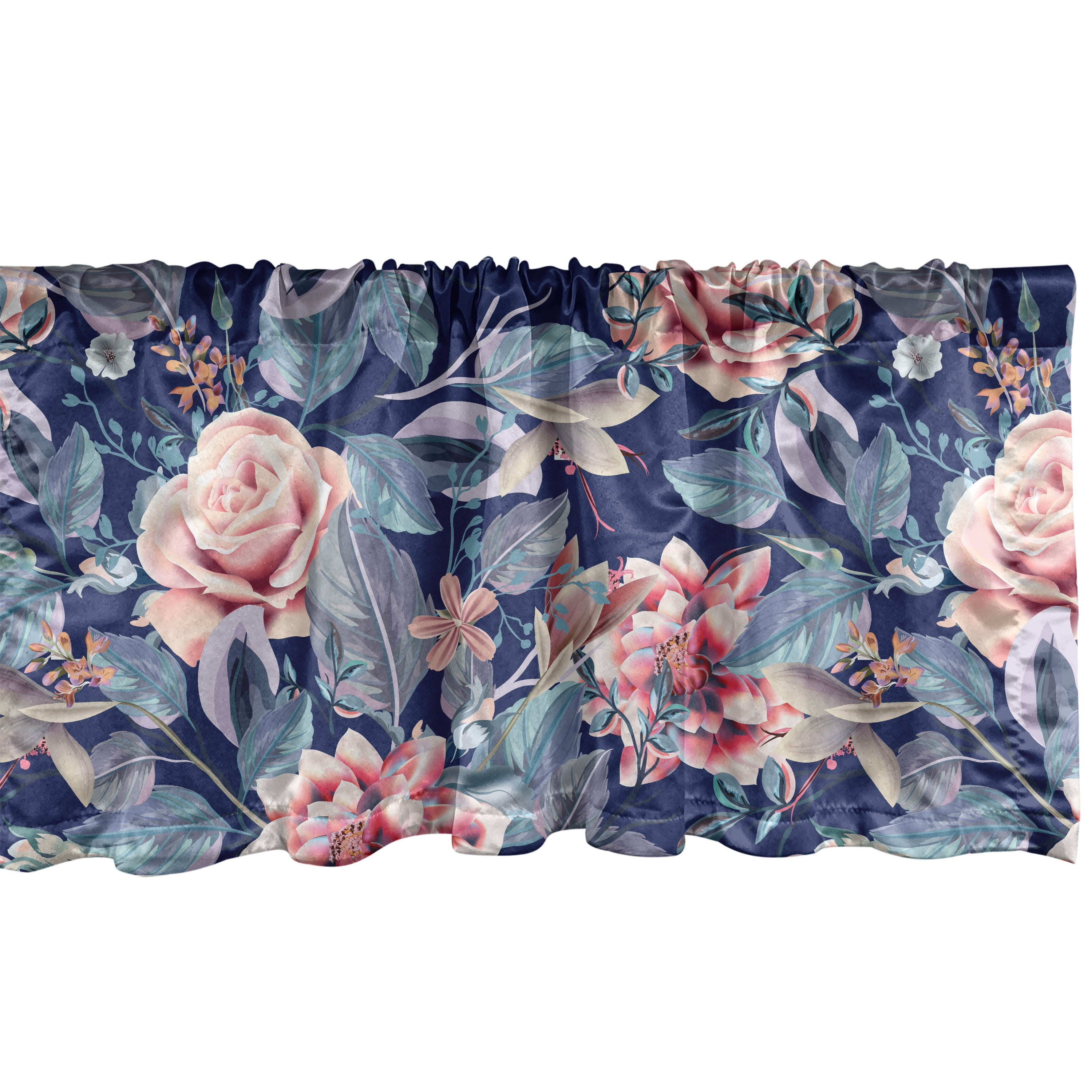 Dreamy Floral Window Valance, Soft Colors Garden Scene Rose Flowers ...
