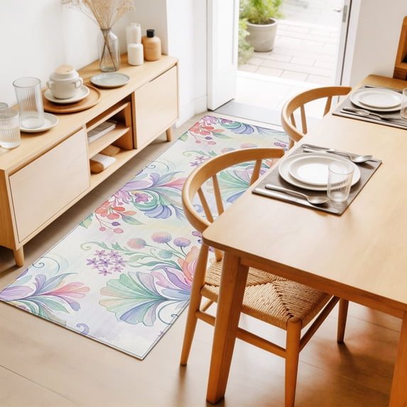 Dreamy Flower 2'x6' Runner Rug for Hallway Walkway Kitchen Galley ...