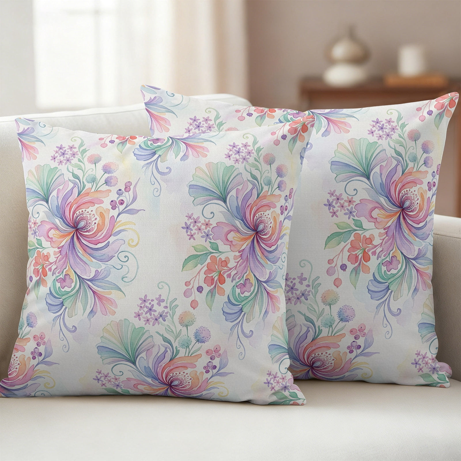 Dreamy Flower Pillow Covers 2 Pack Vintage Abstract Rustic Floral Pink ...