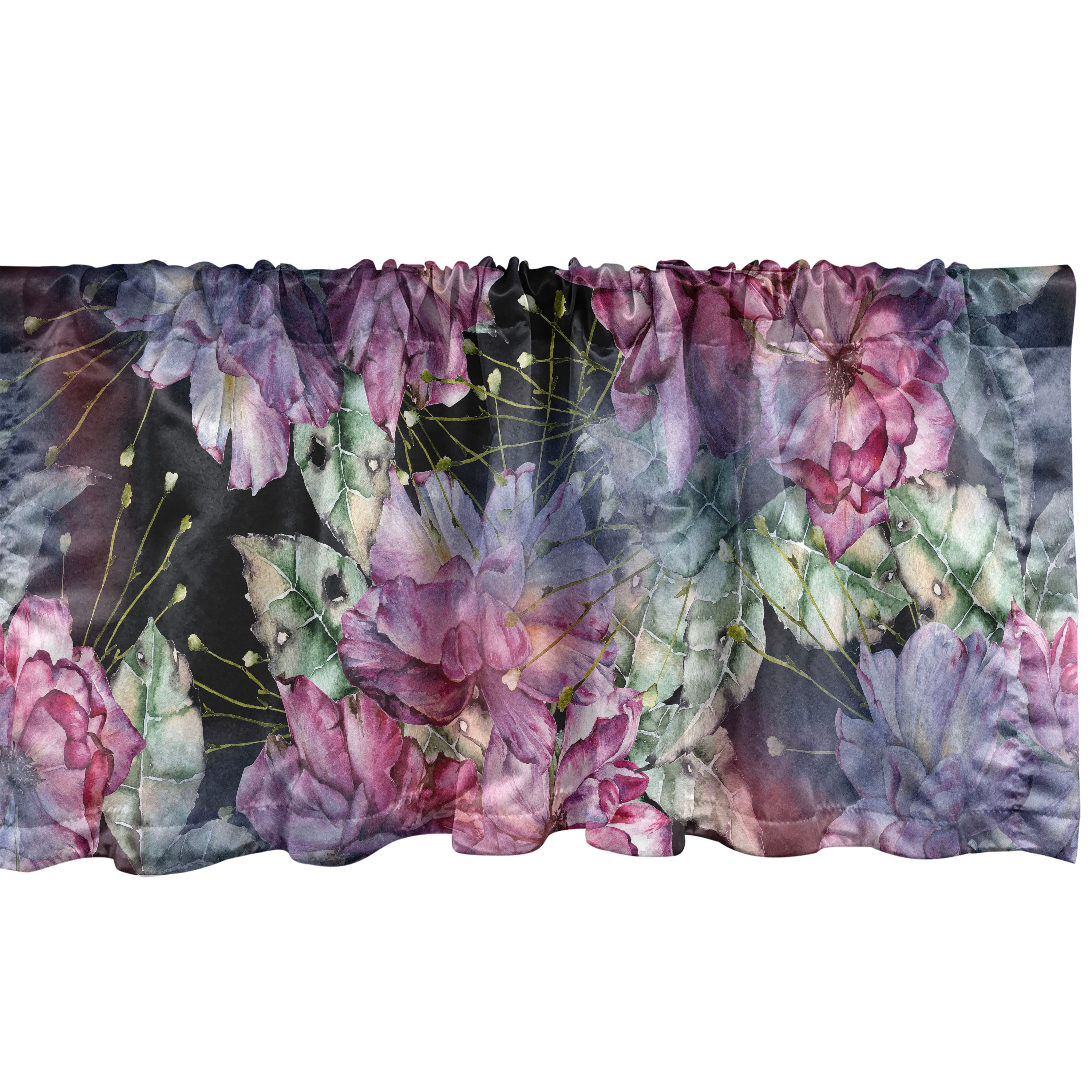 Dreamy Flowers Window Valance, Fantasy Themed Blooming Floral Pattern ...
