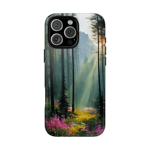 Dreamy Forest Golden Light Beam Nature Scene Phone Case with iPhone 17 ...