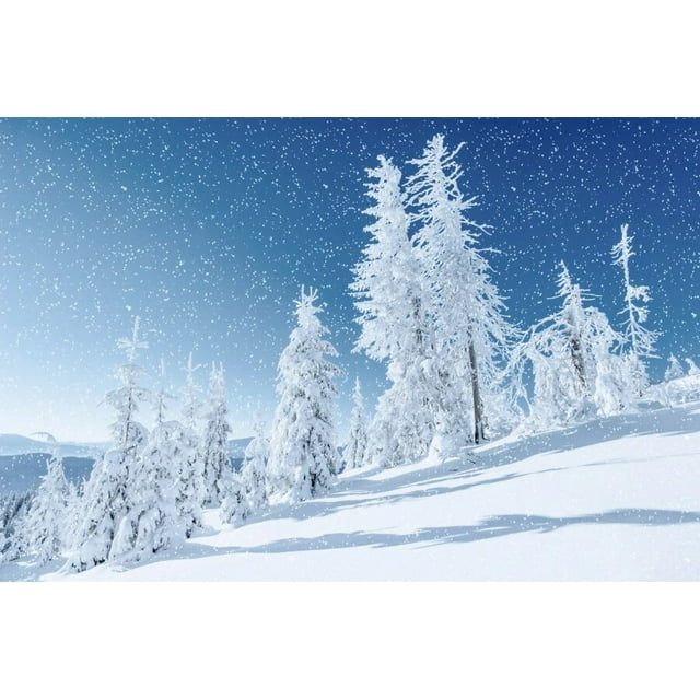 Dreamy Forest Snowflake Background Winter Landscape Snow Covered Pine Tree Mountain Adults ...