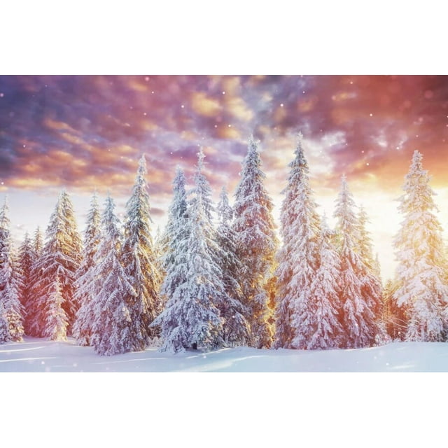 Dreamy Forest Snowflake Background Winter Landscape Snow Covered Pine Tree Mountain Adults ...