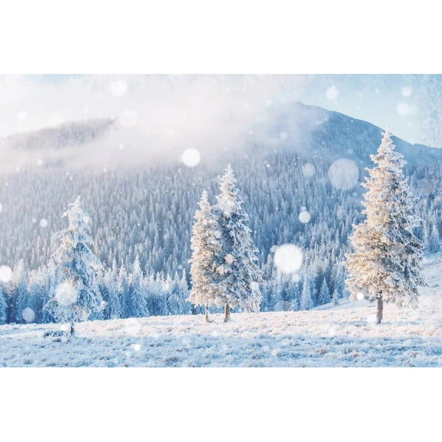 Dreamy Forest Snowflake Background Winter Landscape Snow Covered Pine Tree Mountain Adults ...