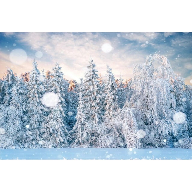 Dreamy Forest Snowflake Background Winter Landscape Snow Covered Pine Tree Mountain Adults ...