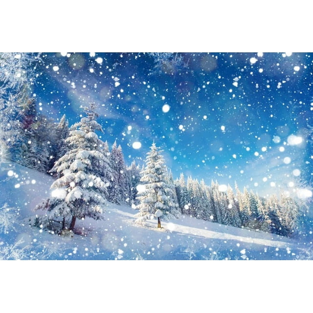 Dreamy Forest Snowflake Background Winter Landscape Snow Covered Pine ...