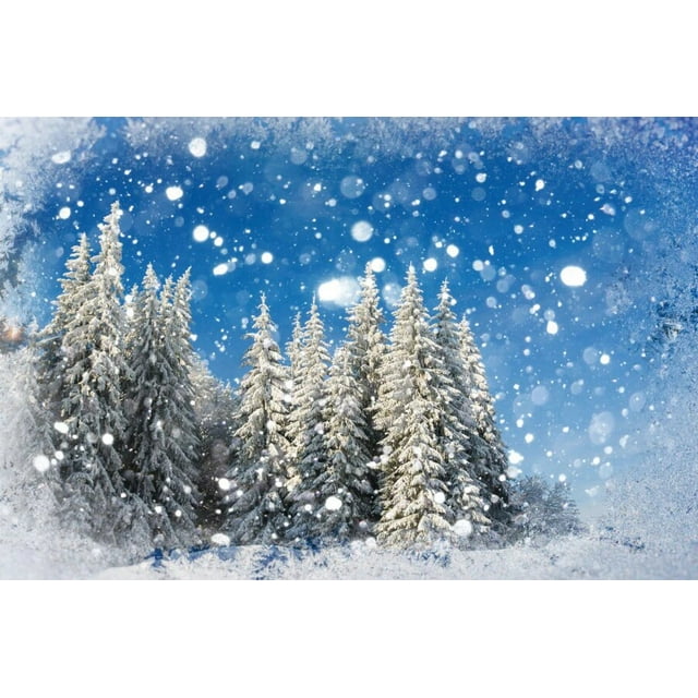 Dreamy Forest Snowflake Background Winter Landscape Snow Covered Pine Tree Mountain Adults ...