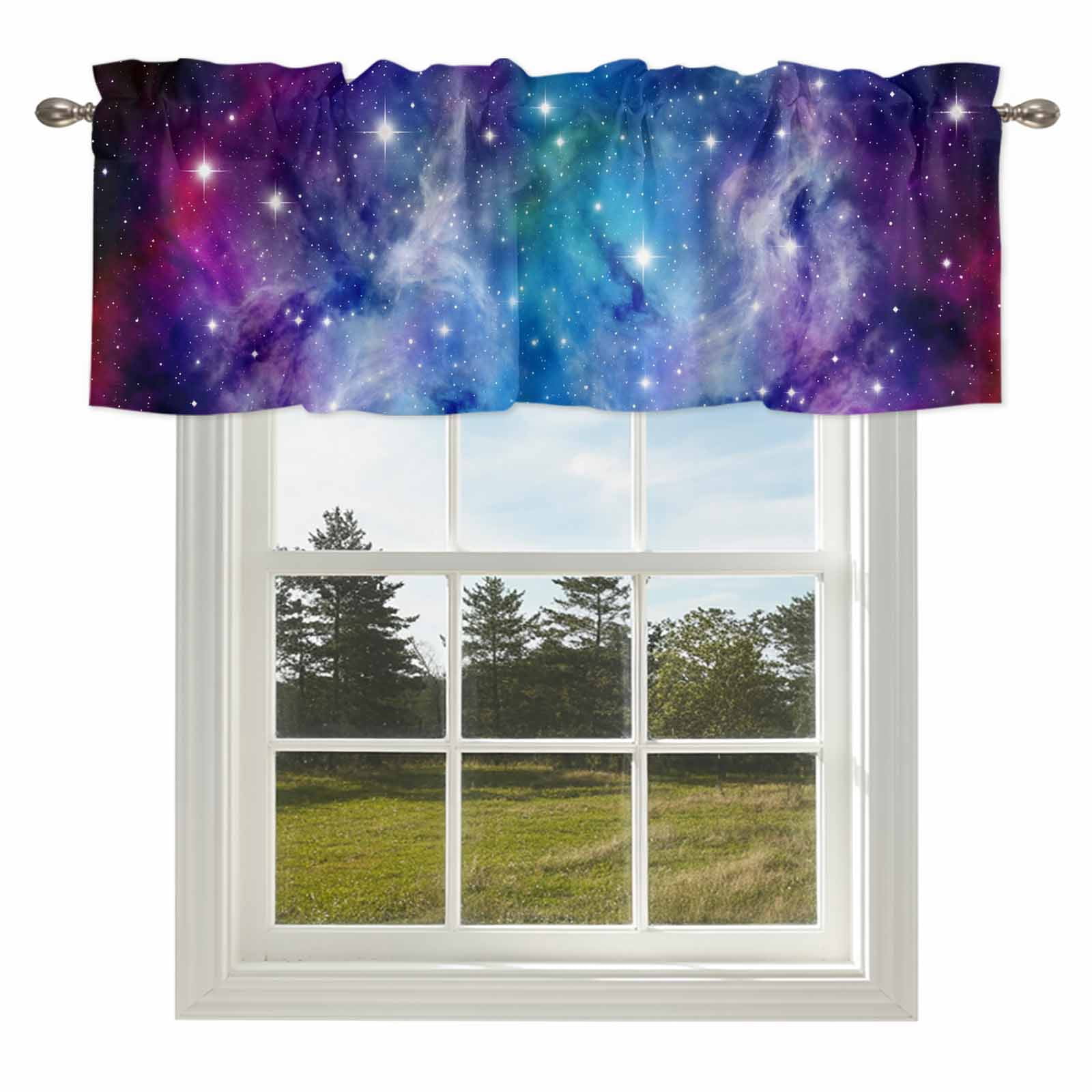 Dreamy Galaxy Valances for Windows, 54x18in, Universe Starry Sky Shine ...