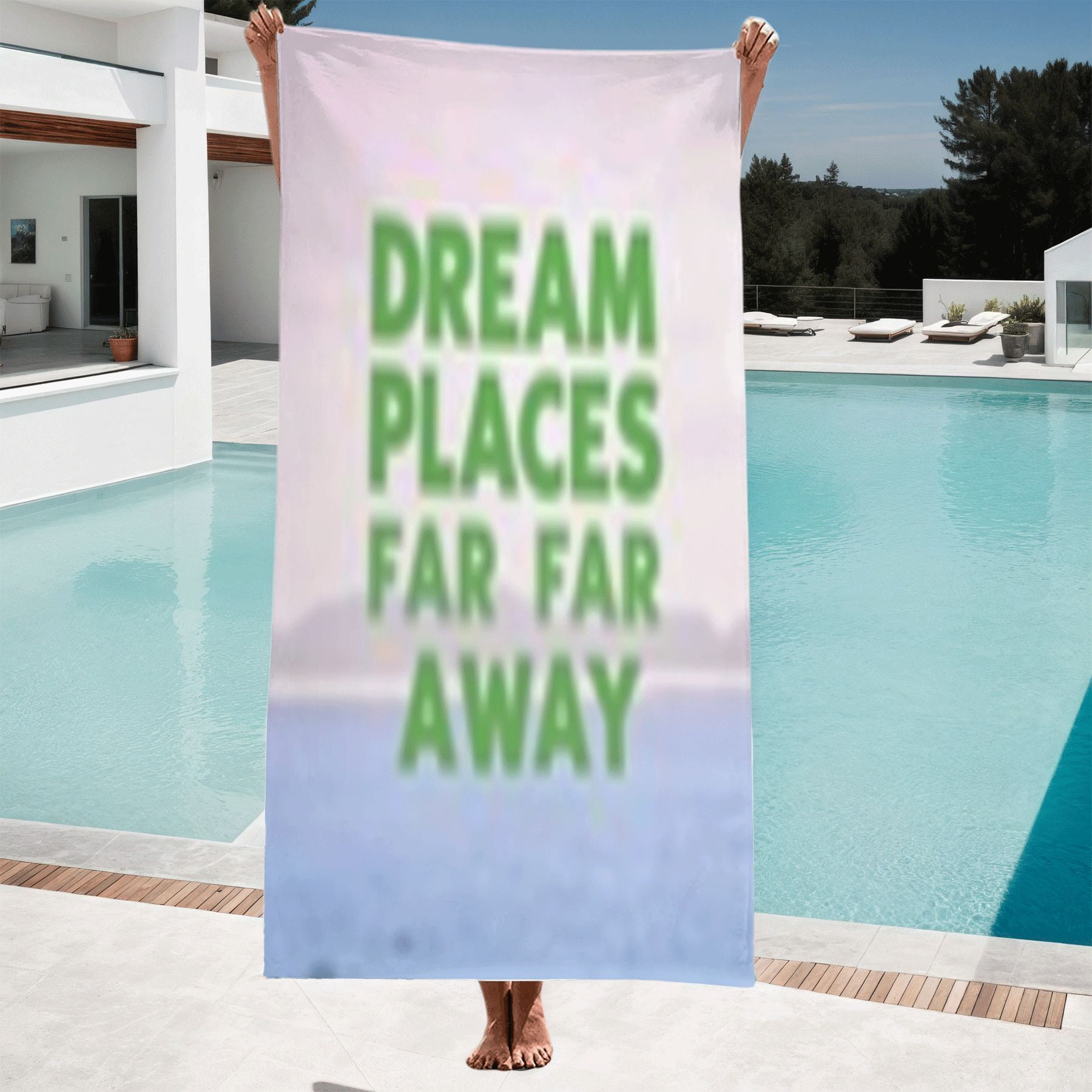 Dreamy Gradient Beach Towel - Bold Green ' Dream Places Far Far Away ...