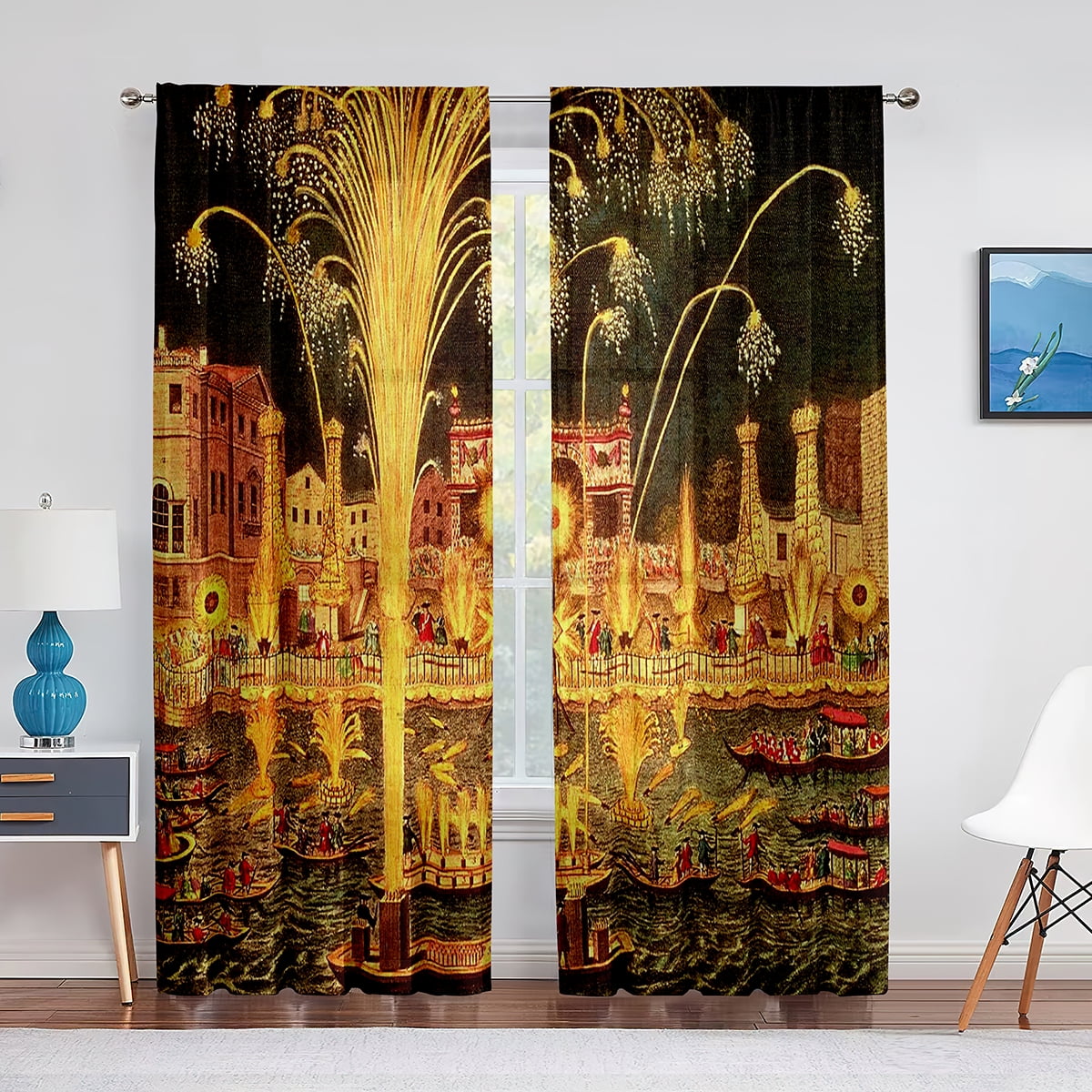 Dreamy Landscape Night View s Starry Sky Tulle Curtains for Living Room ...