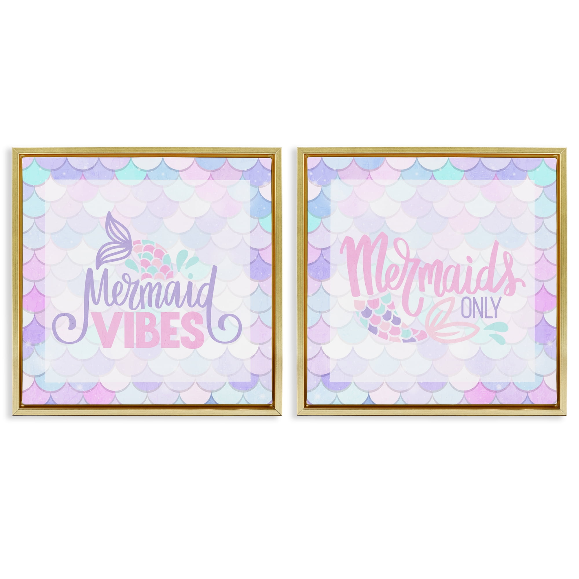 Dreamy Mermaid Phrases with Scales 2 Piece Gold Framed Floater Canvas ...