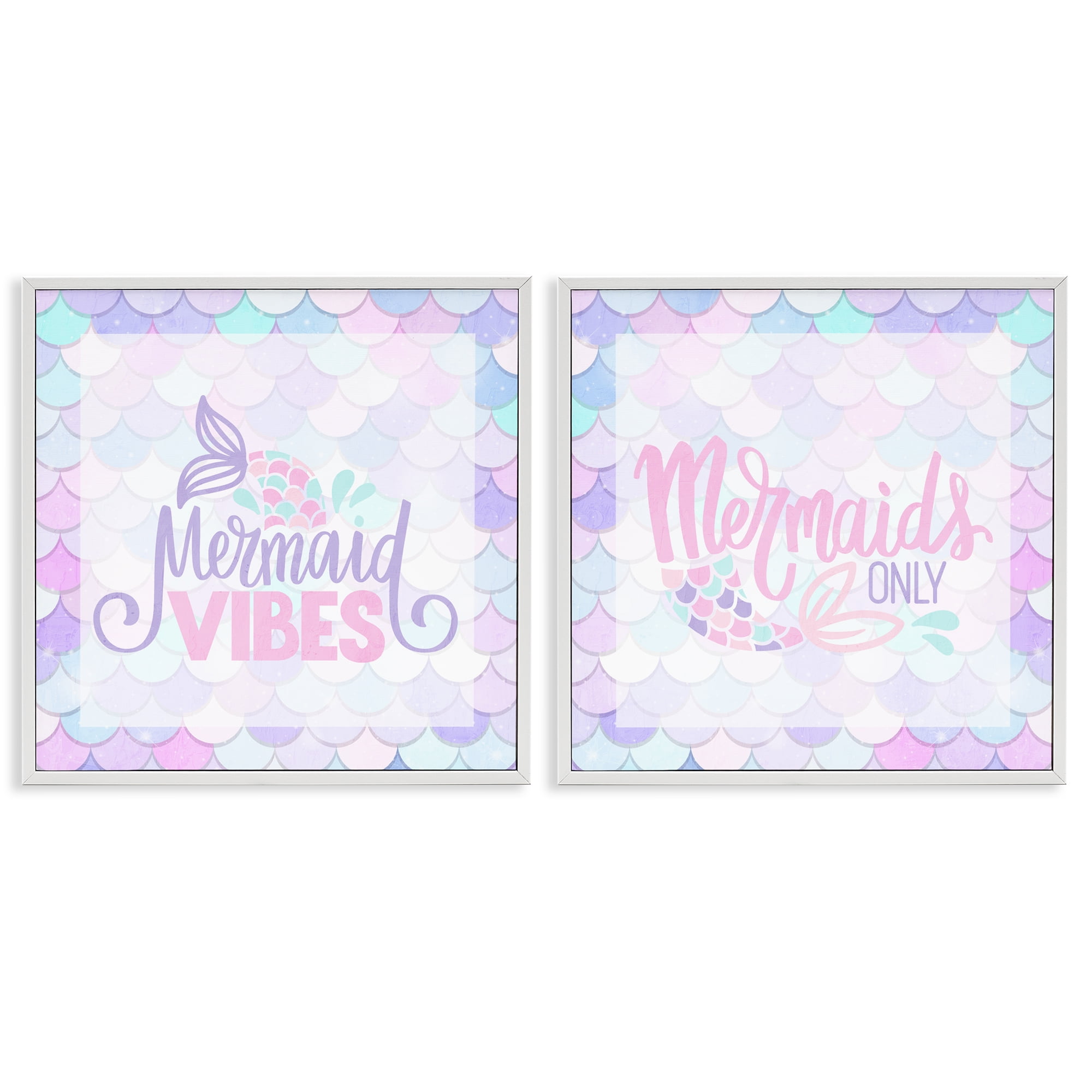 Dreamy Mermaid Phrases with Scales 2 Piece White Framed Giclee Art Set ...