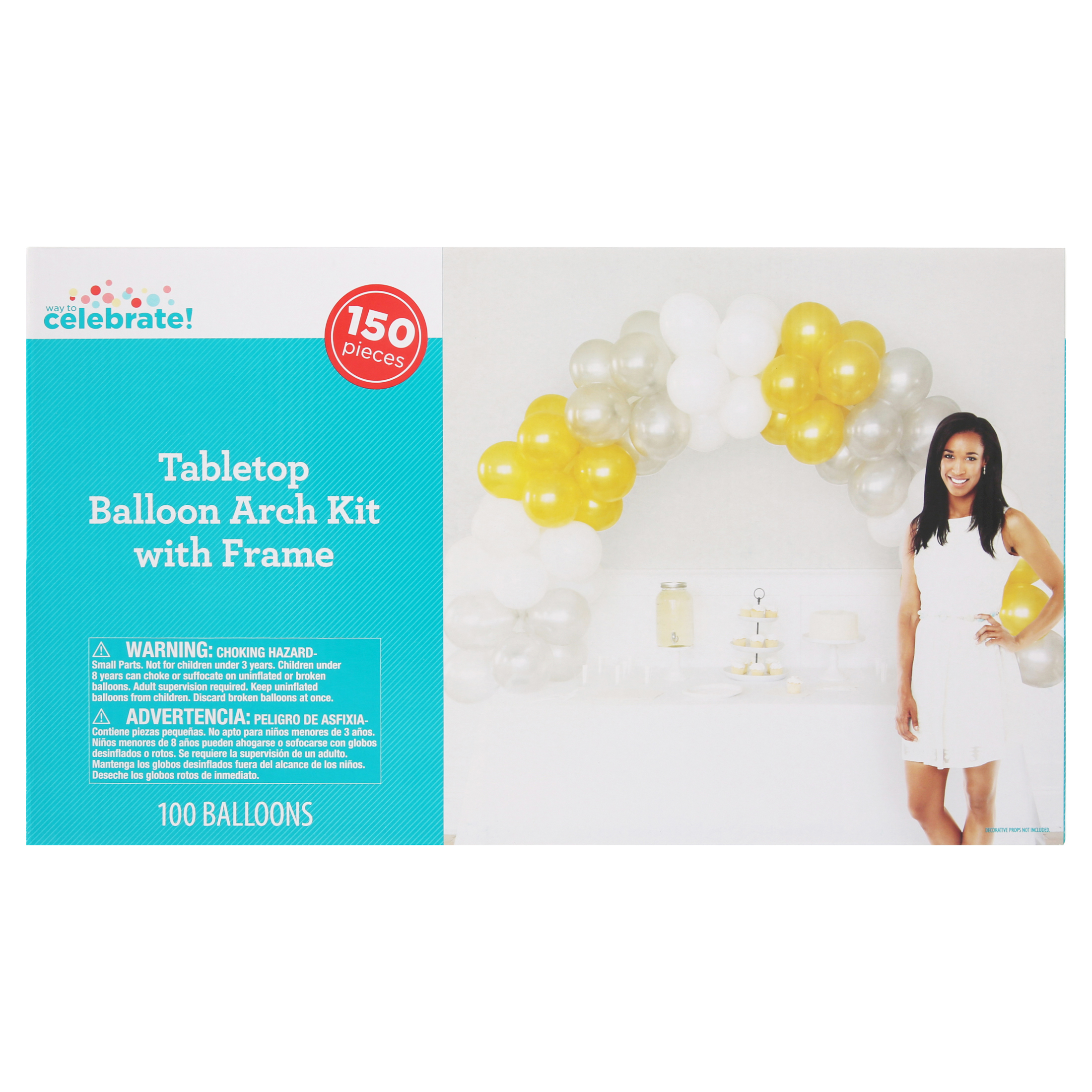 Gold/White Dreamy Modern Tabletop Balloon Arch Kit with Frame, 150 ...