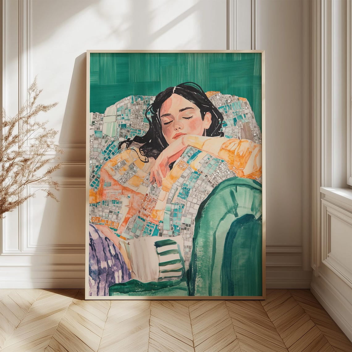 Dreamy Mosaic Woman Portrait - Relaxed Illustration With Vibrant Colors ...
