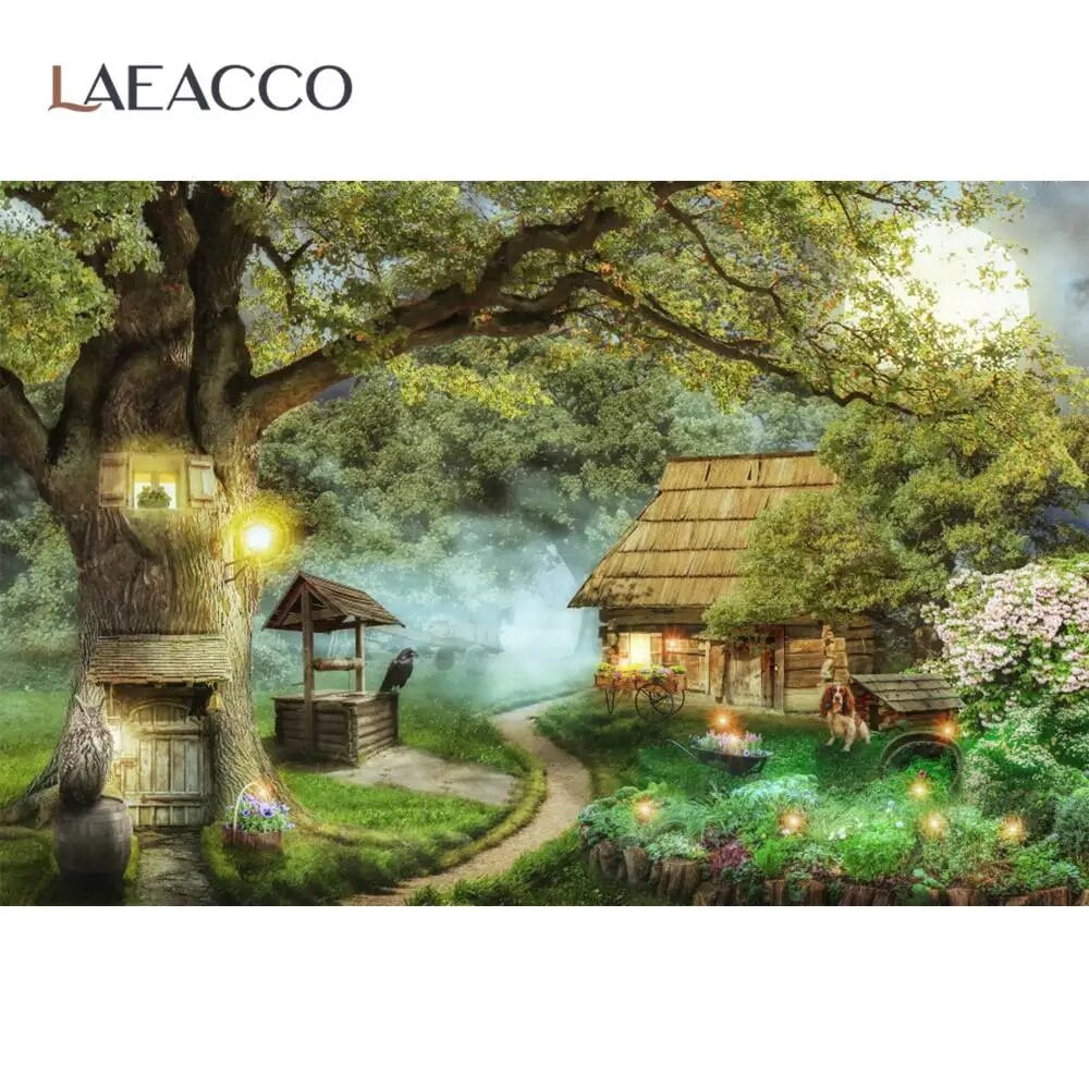 Dreamy Mystery Old Tree House Green Grass Rural Farm Pathway Party ...