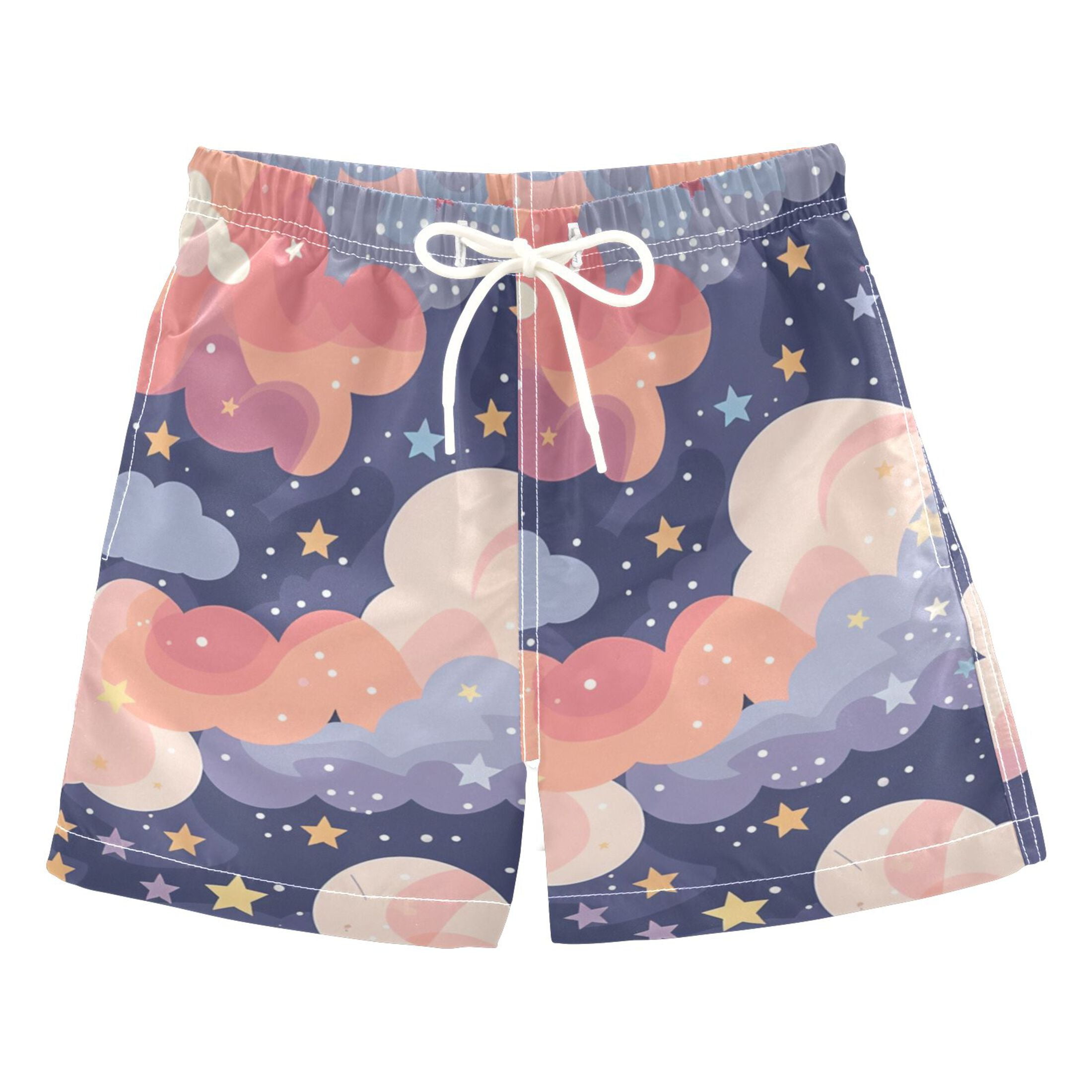 Dreamy Nebula Colorful Clouds Stars Boys' Swim Trunks Board Shorts Beach Pants Bathing Bottoms L ...