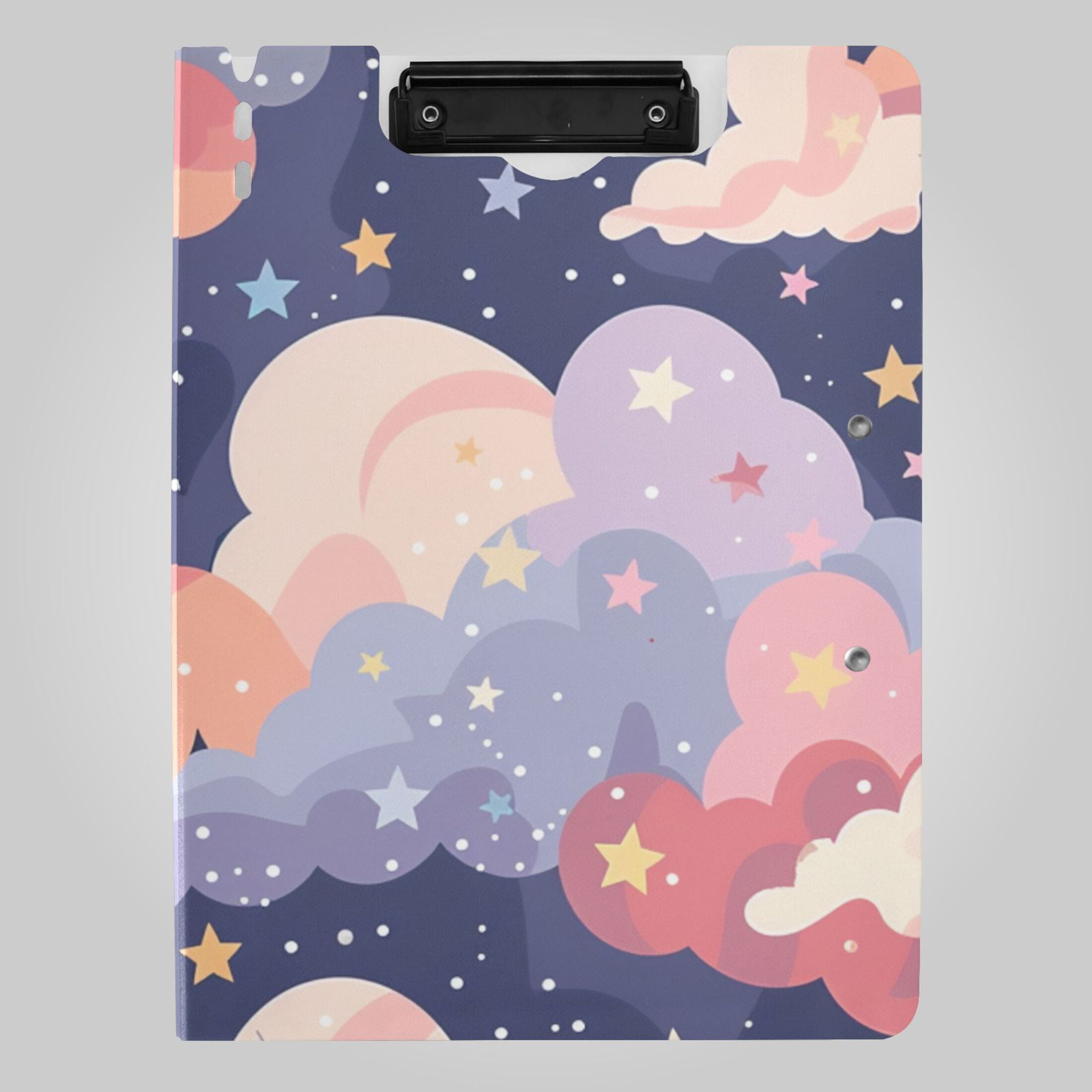 Dreamy Nebula Colorful Clouds Stars Foldable Binder Folder Clipboard ...