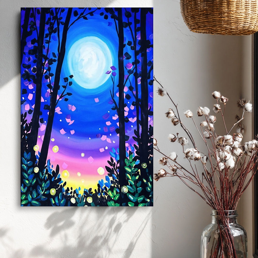 Dreamy Neon Forest Canvas Wall Art for Living Room Bedroom Ready to ...