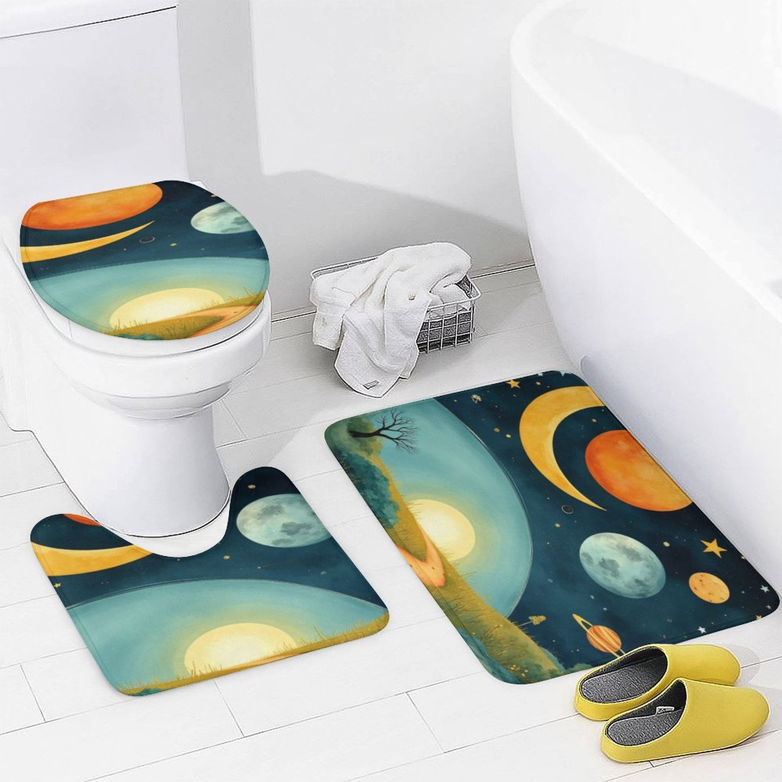 Dreamy Night Sky And Path Bathroom Mats Sets 3 Piece, Bath Mat Earth ...
