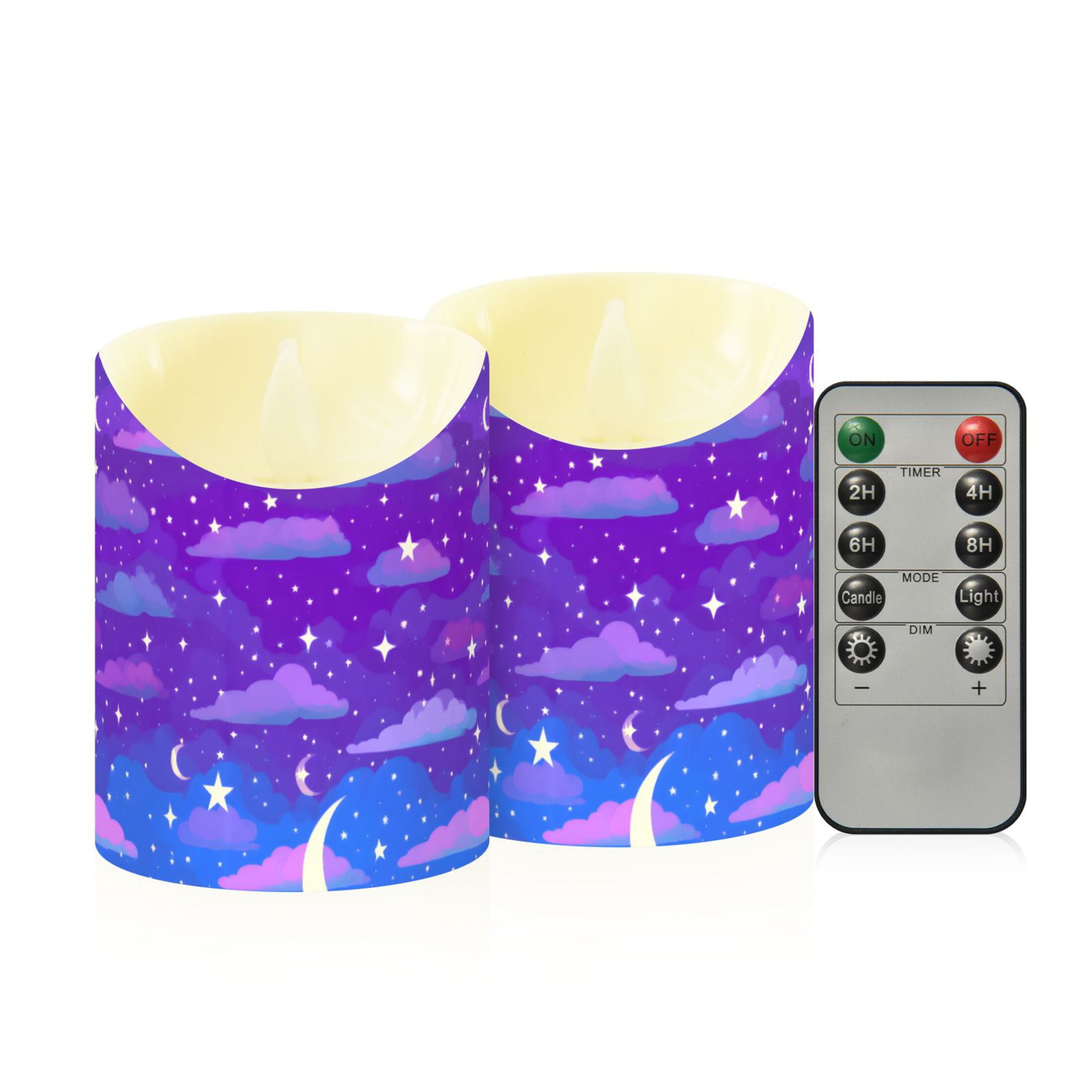 Dreamy Night Sky Flameless Candles 2 PCS with Remote Realistic Moving ...