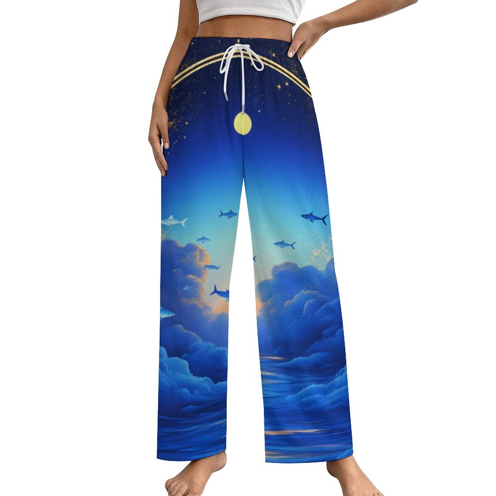 Dreamy Night Sky with Fish-2 Pajamas Leisure Trousers Soft Warm ...