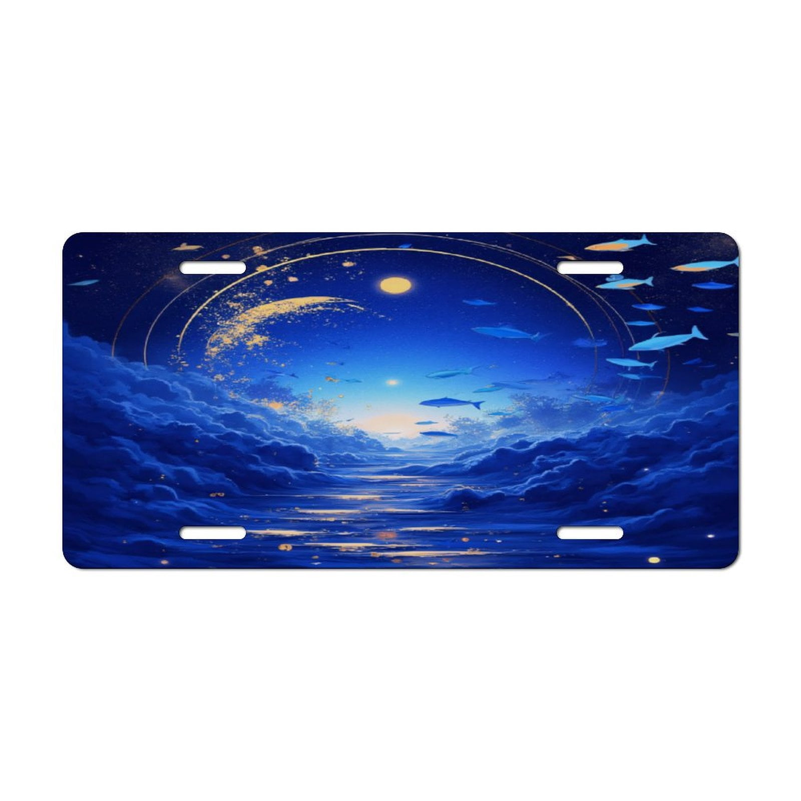 Dreamy Night Sky with Fish License Plate Lightweight Aluminum ...