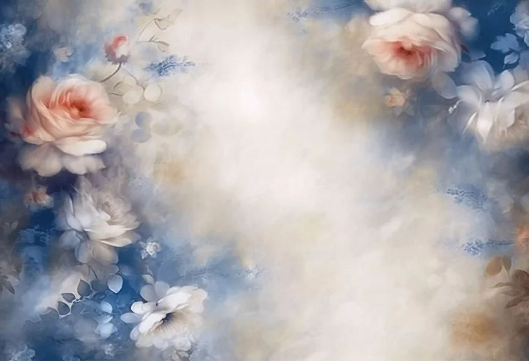 Dreamy Oil Painting Blue Floral Adult Wedding Maternity Art Portrait r ...
